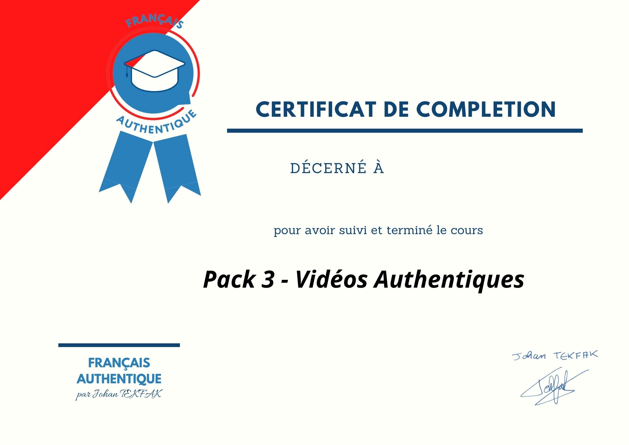Certificat Pack 3 FA_2 - Français Authentique